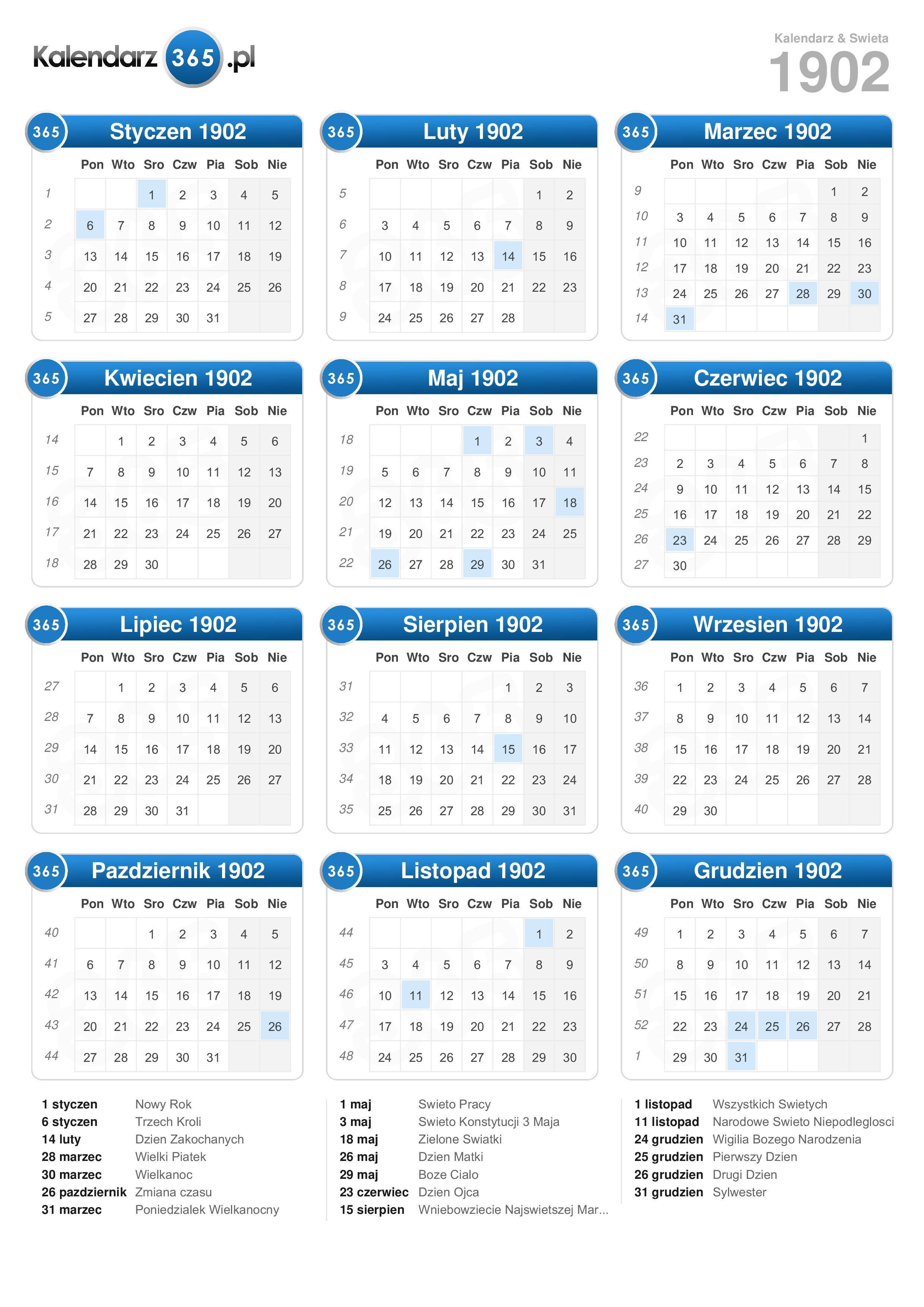 Kalendarz 1902