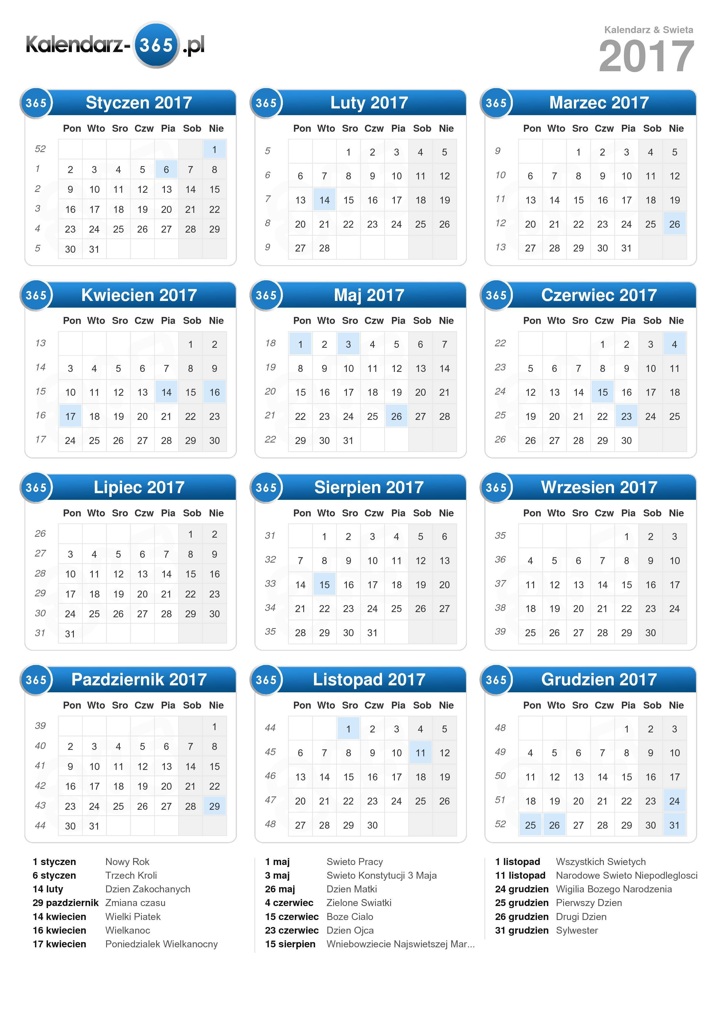 Kalendarz 2017
